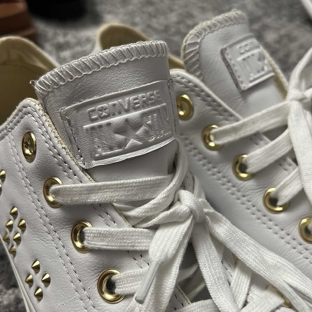 White Converse Gold Stud Sneakers - Gem